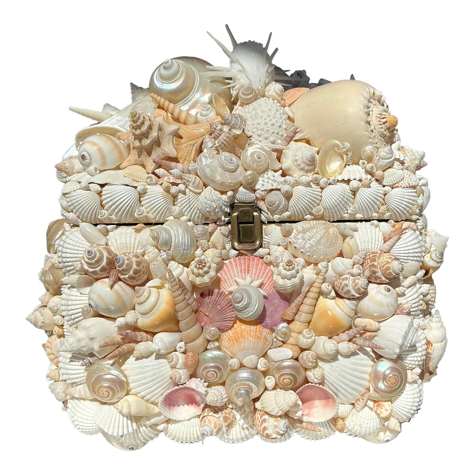 Vintage Coastal Shell Encrusted Box | Chairish