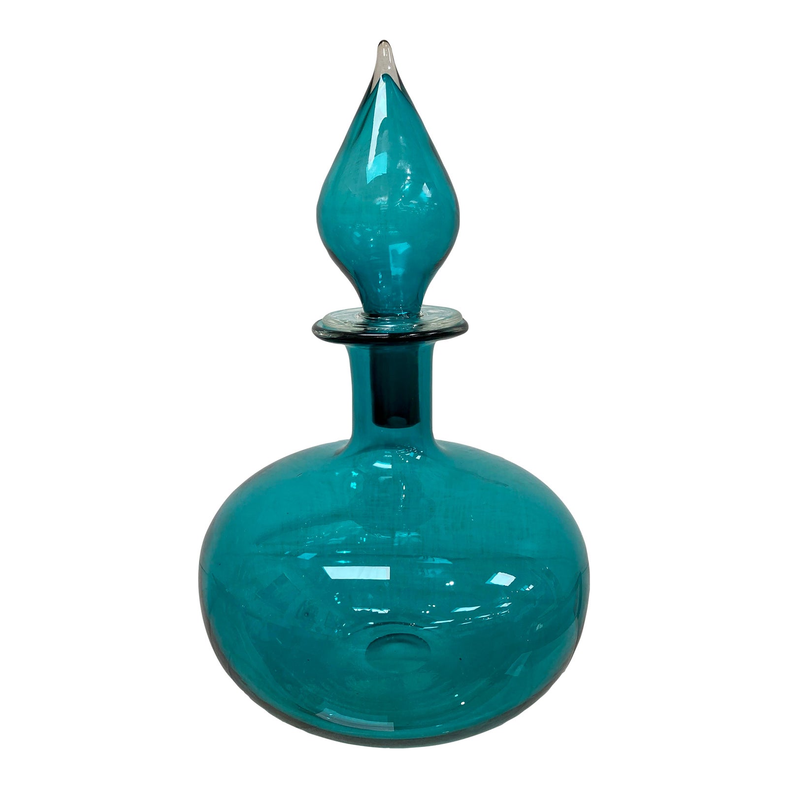 Vintage Aquamarine Art Glass Decorative Decanter - Attributed to Blenko ...