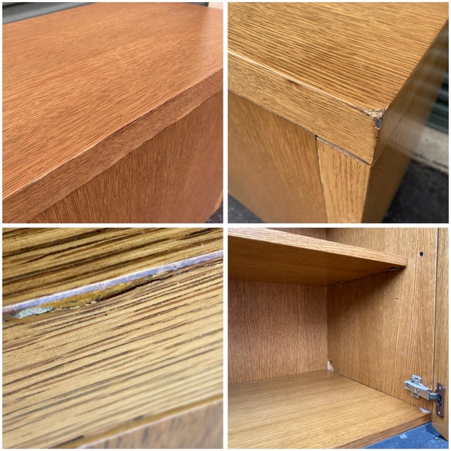 7’ Long & Lean Minimalist Custom Rift Oak + Chrome Credenza Cabinet ...