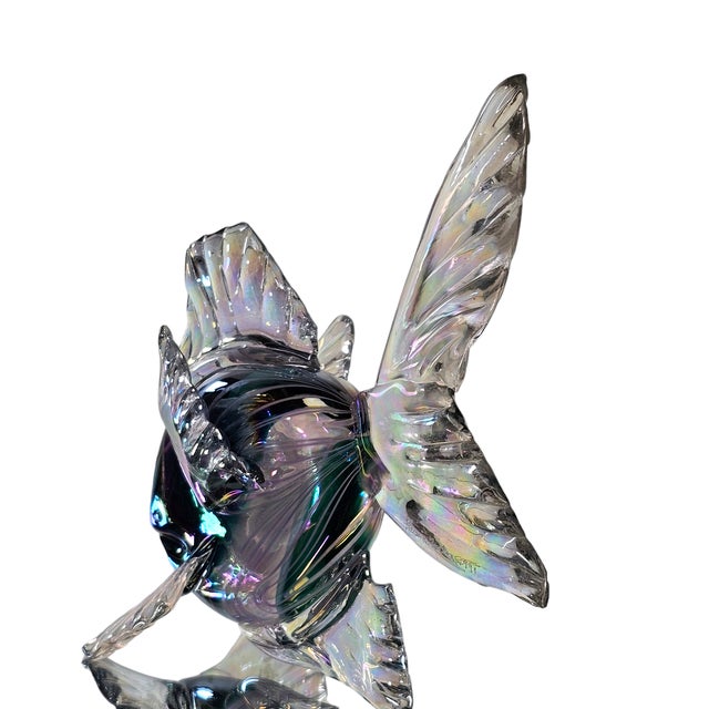 Kevin Fulton Iridescent Fish Figurine Signed 9" | Chairish