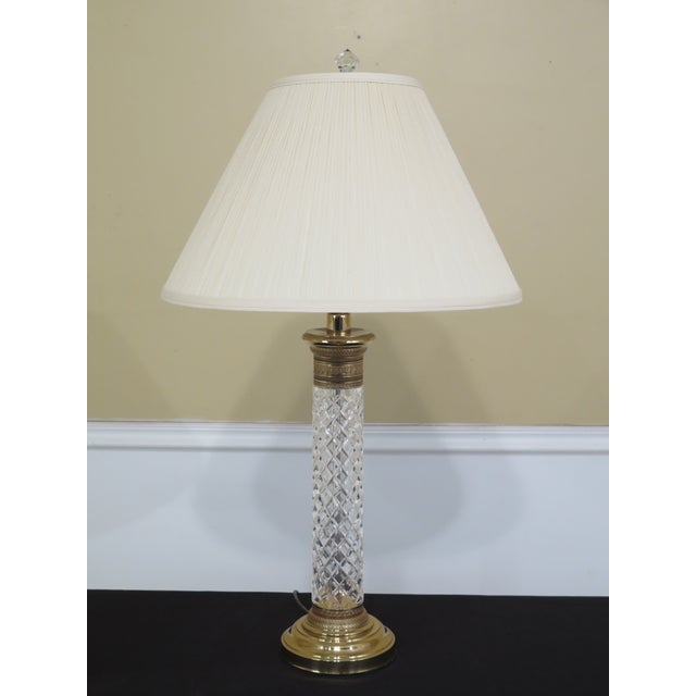 1990s Traditional Brass & Crystal Column Style Classical Lamp with ...