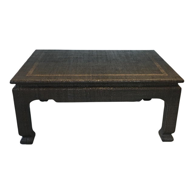 Harrison-Van Horn East-West Raffia Wrapped Coffee Table | Chairish