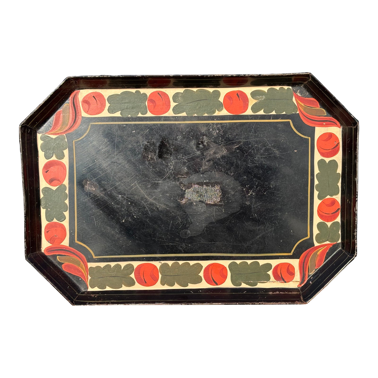 Early 20th Century Octagonal Toile Receiving Tray - Hand Painted With ...