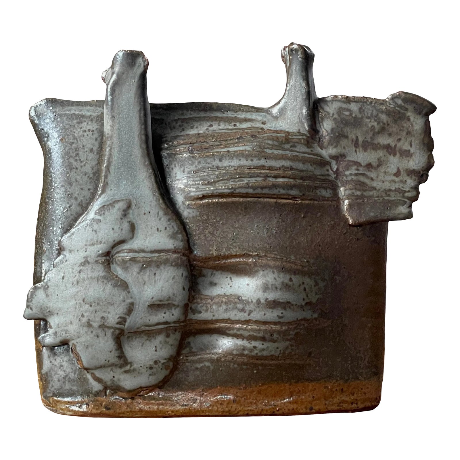 1974 Vicki Pollack Ceramic Modernist Dimensional Vessel, Signed | Chairish