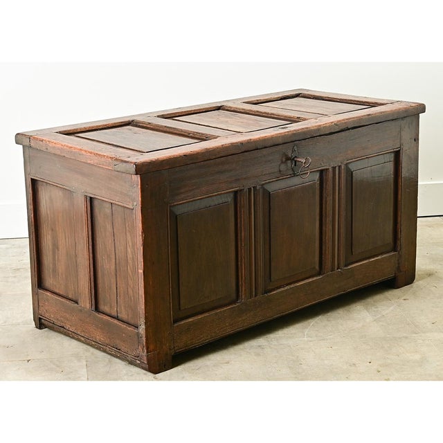 French Carved Oak Paneled Trunk | Chairish