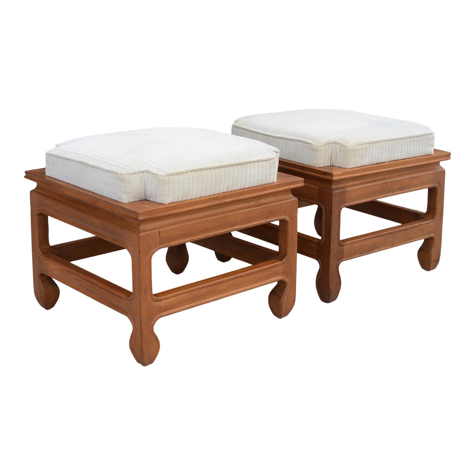 Mid Century Modern Upholstered Stacking Stools With Pull Out Tray ...