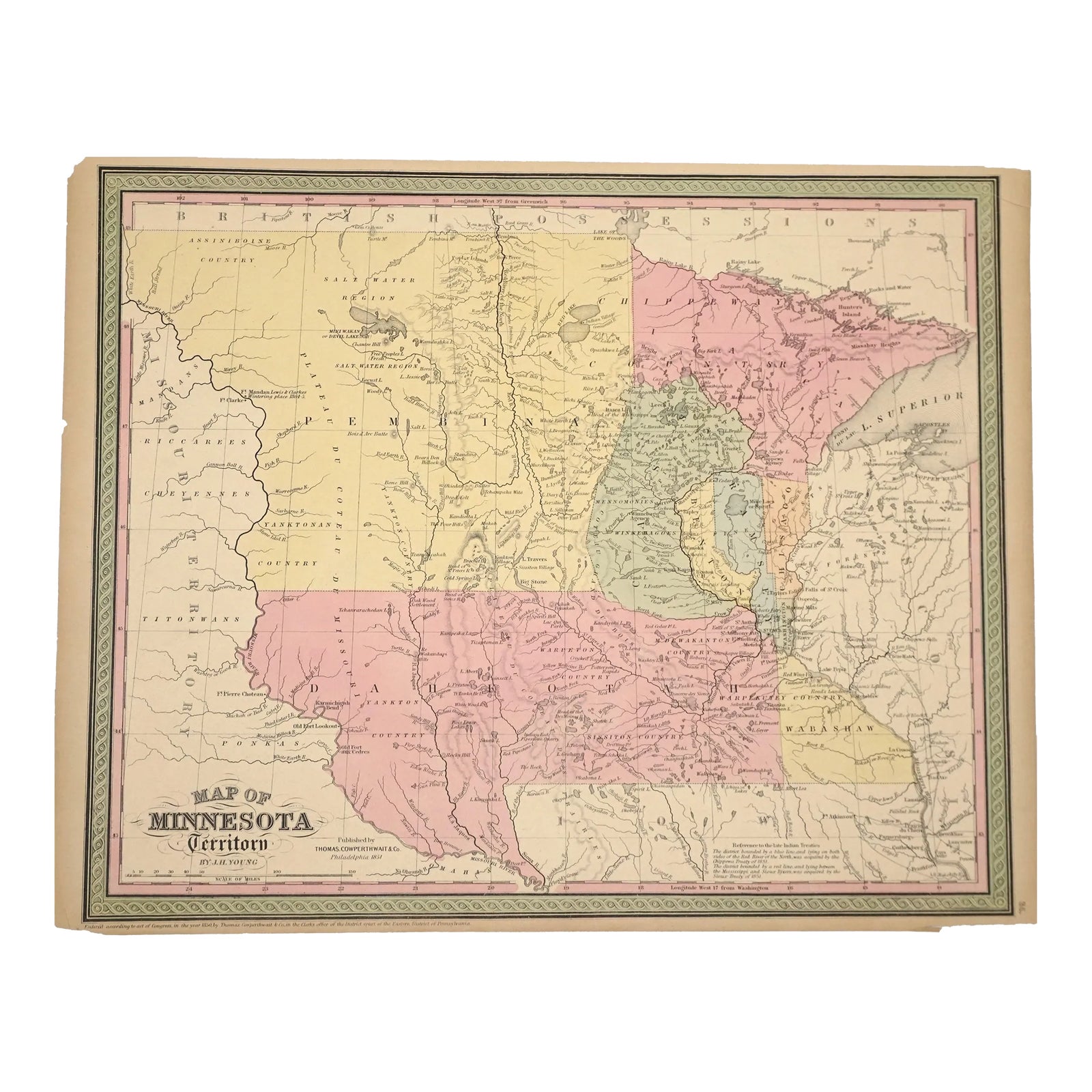 Original Antique Map of Minnesota(USA), C.1800 | Chairish