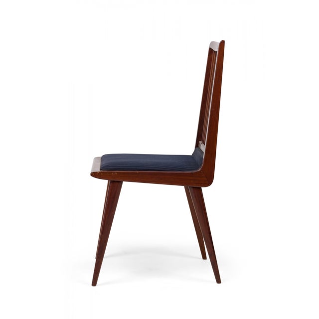 Mid-Century Textured Blue Stripe Upholstered Side Chairs - a Pair ...