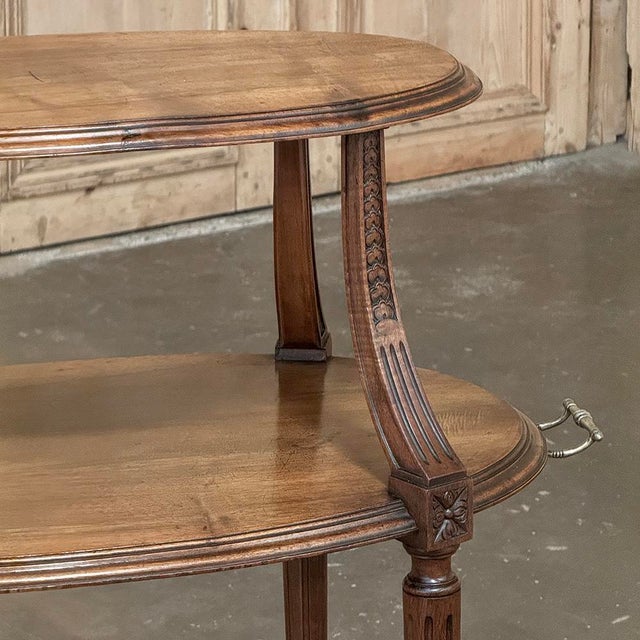 Antique French Louis XVI Walnut 2-Tiered Tea Table | Chairish