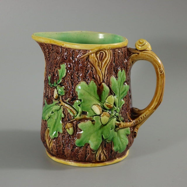 Mid 19th Century Minton Majolica Oak Jug/Pitcher With Snail Handle ...