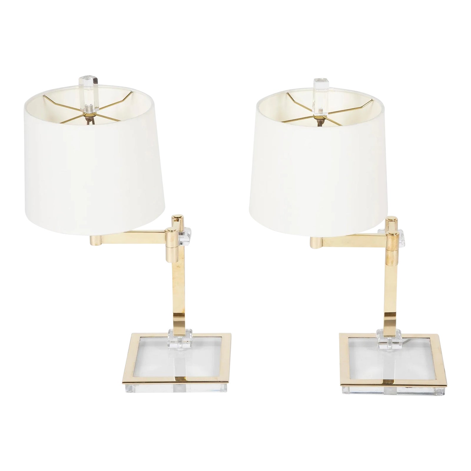 Mid 20th Century Italian Mid-Century Modern Lucite & Brass Adjustable ...