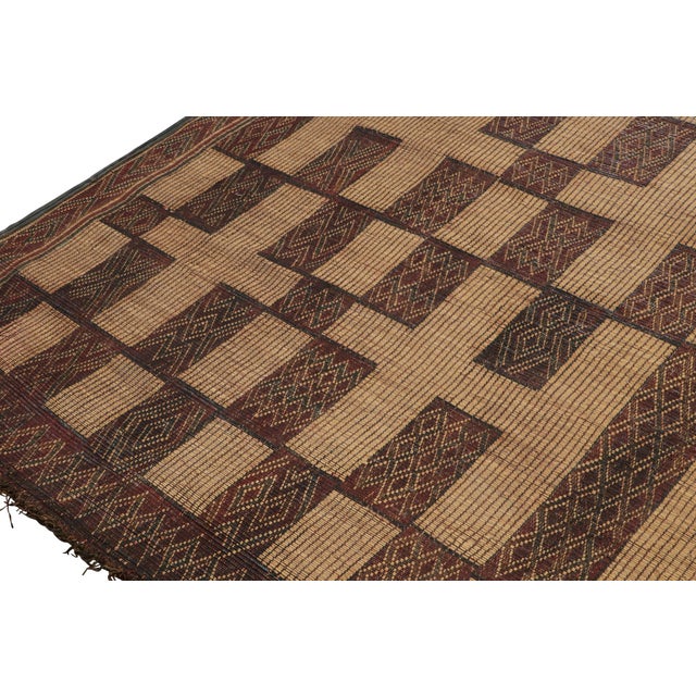 1950s Vintage Moroccan Tuareg Mat in Beige & Red Geometric Patterns ...