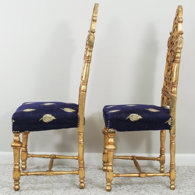1940s Italian Baroque Rococo Style Gilt Wood High Back Side Chairs ...