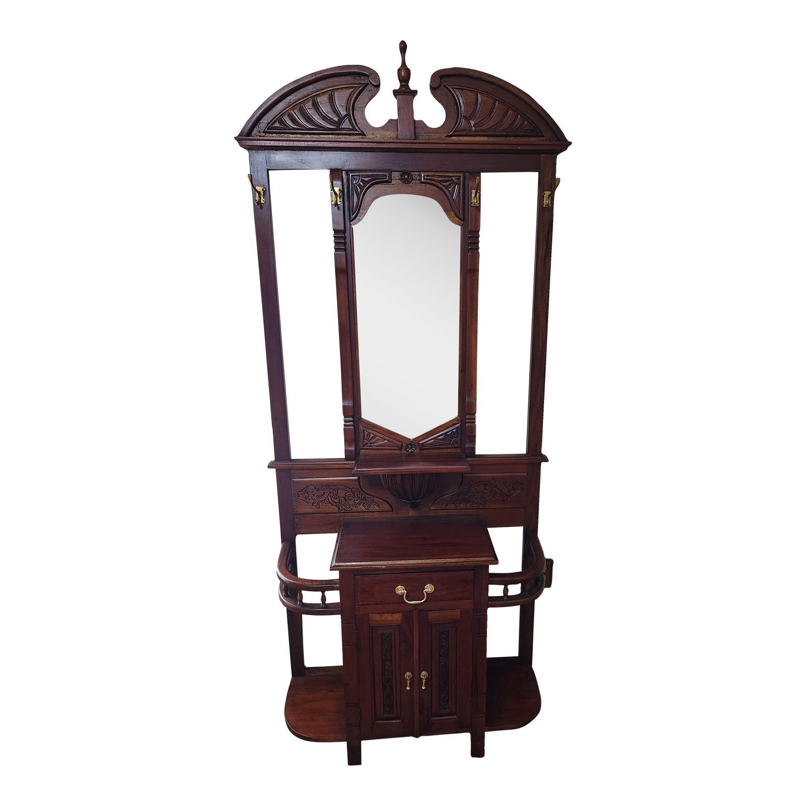 Late 20th Century Victorian Style Mahogany Hall Tree With Storage ...