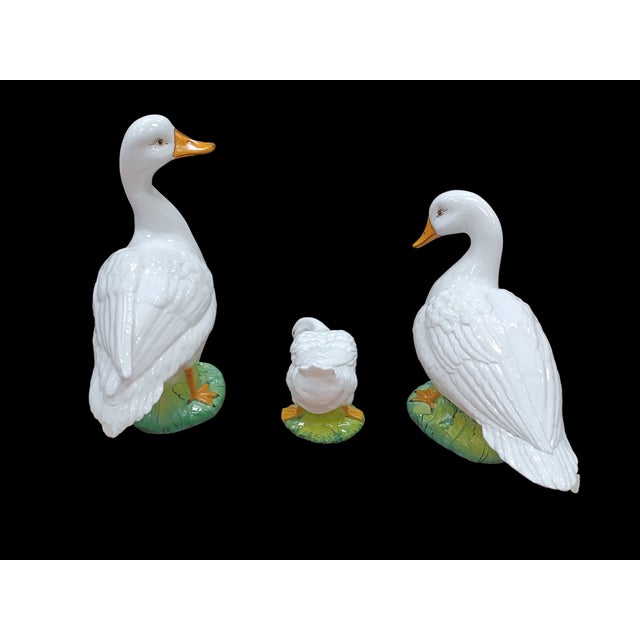Vintage Italian Ceramic Geese Statues- 3 Pieces | Chairish