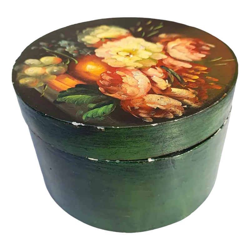 Round Box in Painted Wood, 1920s | Chairish
