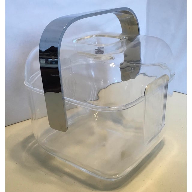 1970’s Guzzini Art Deco Clear Lucite Ice Bucket With Liner | Chairish