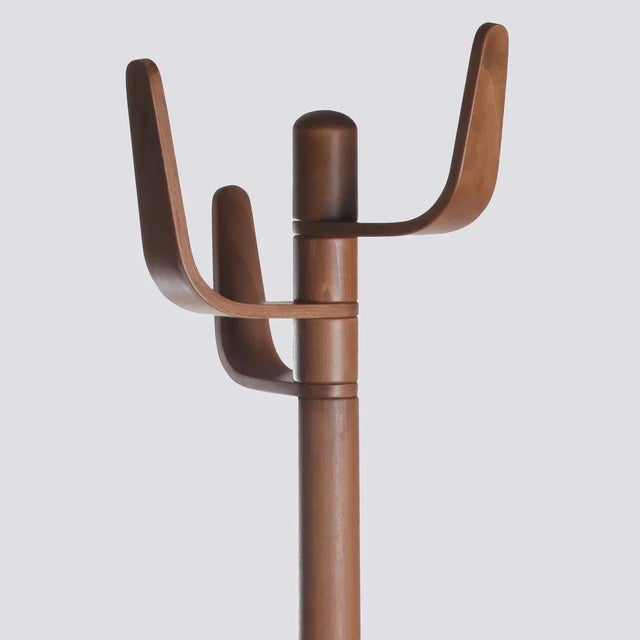 Cactus Bench, Light Walnut Wood Colour, Dove Gray Woven Fabric | Chairish