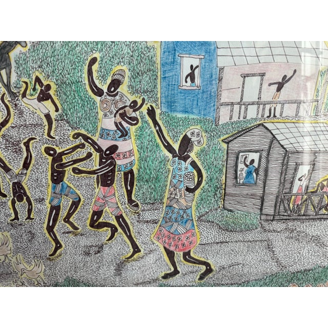 Village Scene in Mixed Media | Chairish