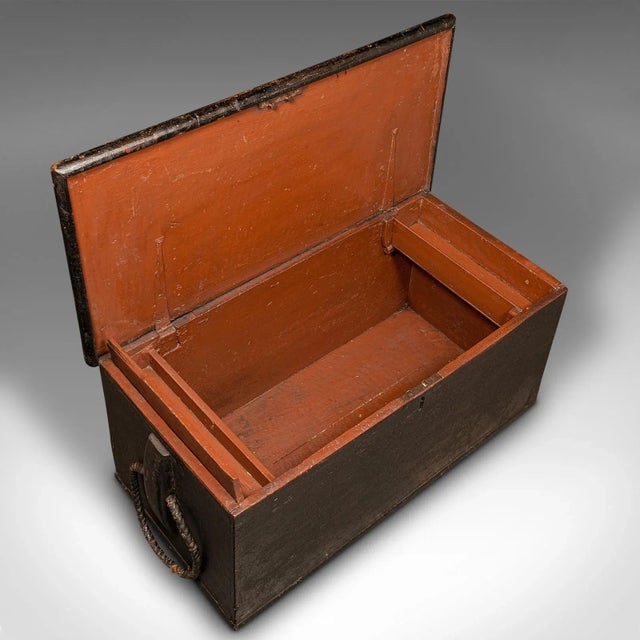 1850s Victorian Large Antique Ship's Chest, English, Ebonised Pine ...