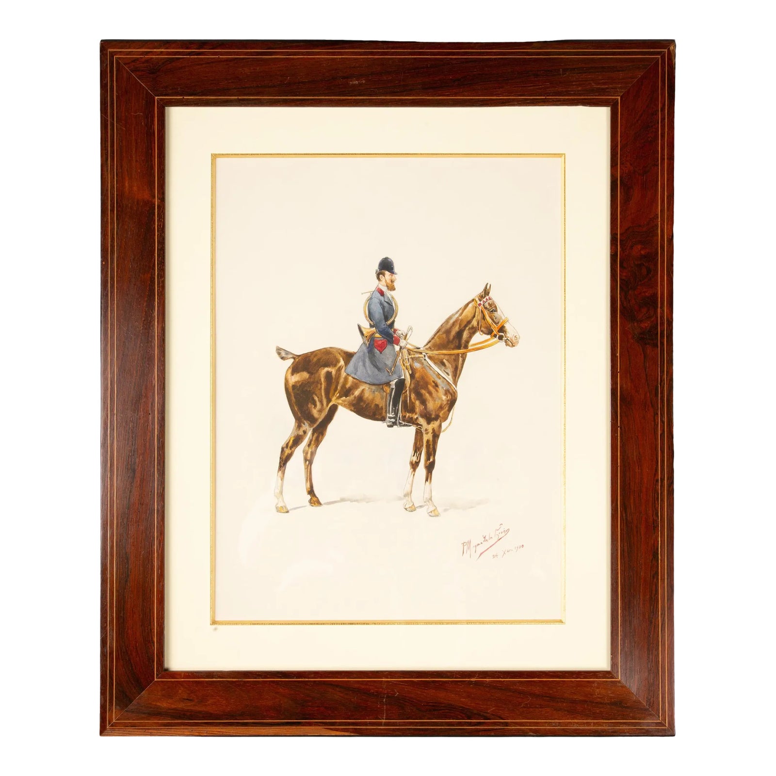 Timeless Equestrian Elegance: Paul Magne De La Croix's 1900 Watercolor | Chairish