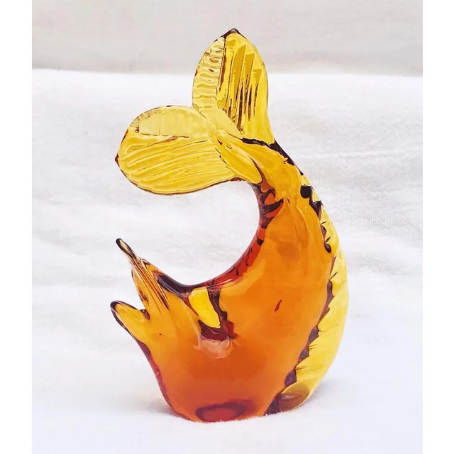 1960's Italian Amber Glass Fish | Chairish