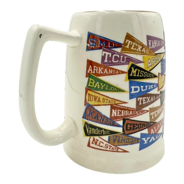 Vintage College University Pennants Ceramic Stein Mug | Chairish