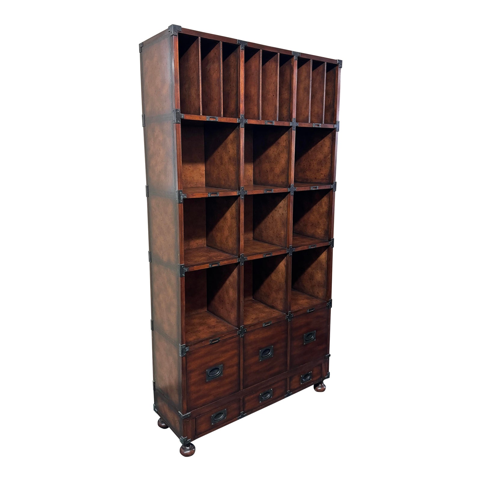 Theodore Alexander Agra Cube Leather Wrapped Bookcase | Chairish