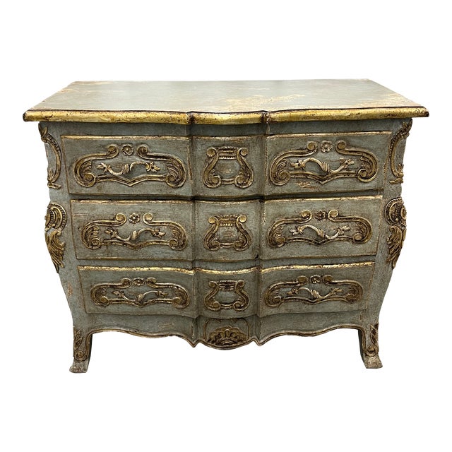 Regence-Style Paint and Gilt-Decorated 3 Drawer Commode | Chairish