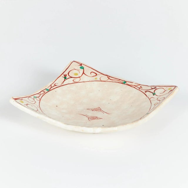 Ceramic Glazed Square Plate With Hand Painted Designs | Chairish