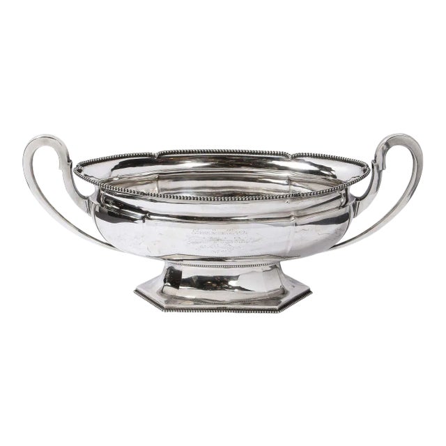 Swedish Art Deco Streamlined Silver Plate Beaded Trophy Bowl | Chairish