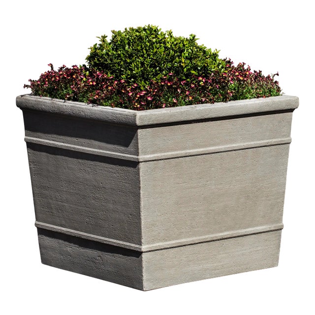 Reyes Cast-Stone Square Planter, Large | Chairish