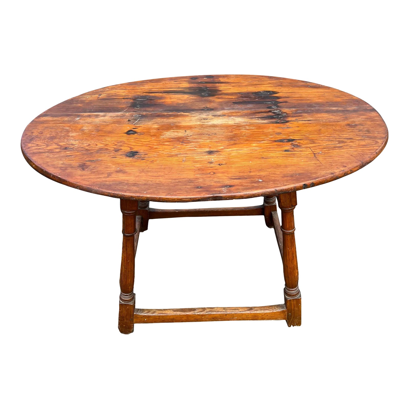 Mid 19th Century Antique Primitive Oval Pine Wood Table With Patina ...