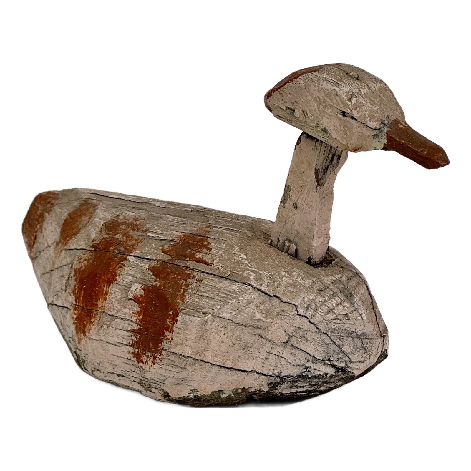 Antique Root Head Coot Duck Decoy in Pink, Primitive Folk Art Early ...