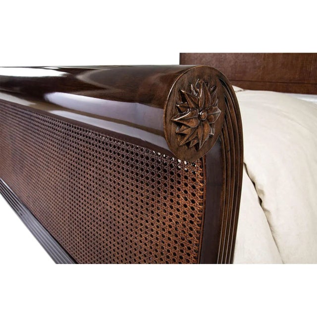 Caned Regency Sleigh Queen Bed | Chairish