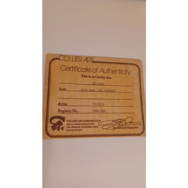 Vintage 1980s Pen and Ink Portrait of Young Titled "Repose", Signed ...