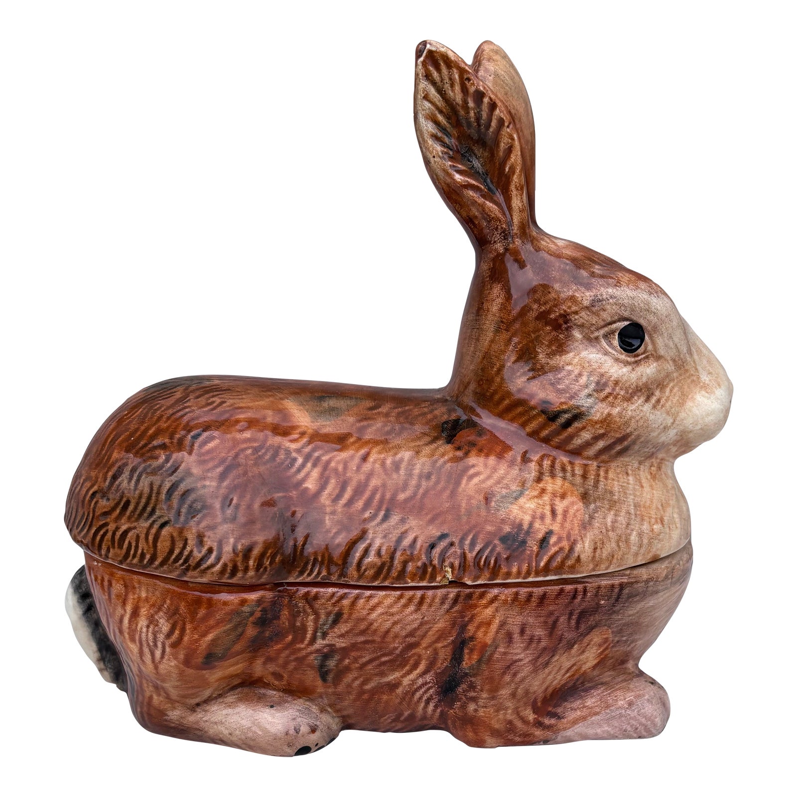 Majolica Brown Rabbit Tureen Caugant | Chairish