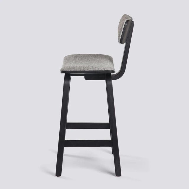 Tee Counter Stool, Black Wood Colour, Gray Fabric | Chairish