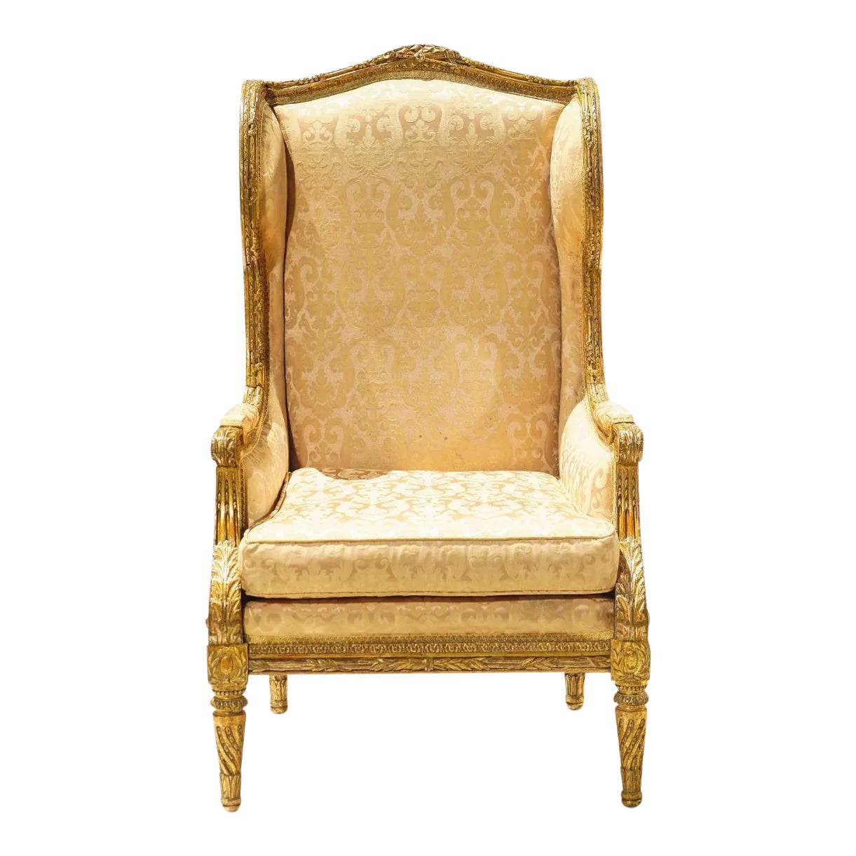 19th C. French Giltwood Wingback Chair | Chairish