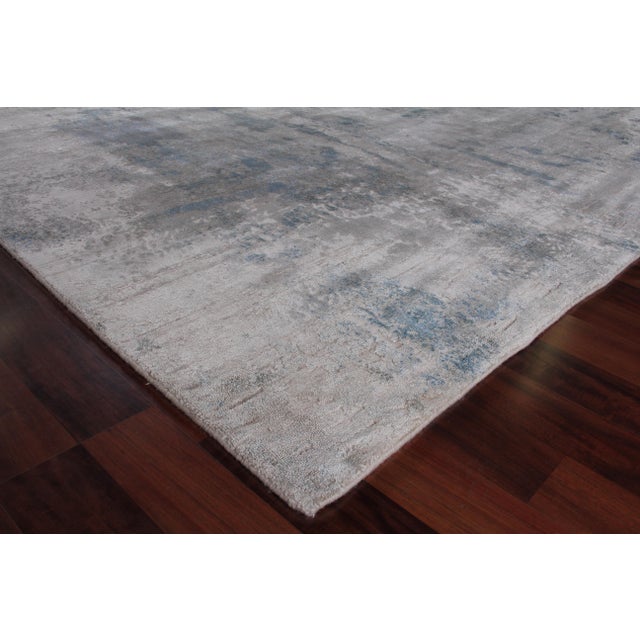 Revin Hand loom Bamboo/Silk Ivory/Gray Rug-9'x12" | Chairish