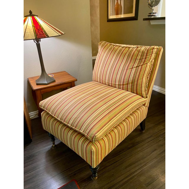 Discontinued Daphne Multi Color Striped Slipper Chair by Mitchell Gold ...