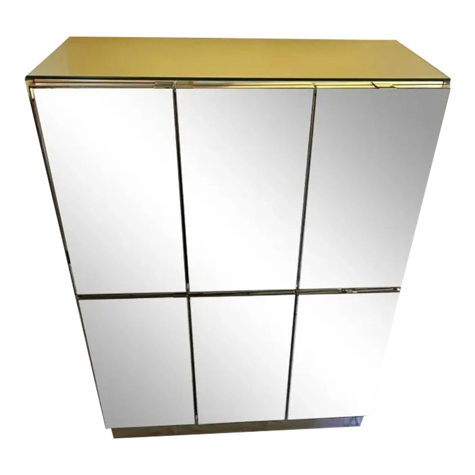 Ello Postmodern Mirrored Bar Cabinet | Chairish