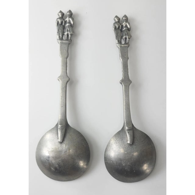 18th Century Pair of Dutch Pewter Wedding Spoons With Figures, Dated ...