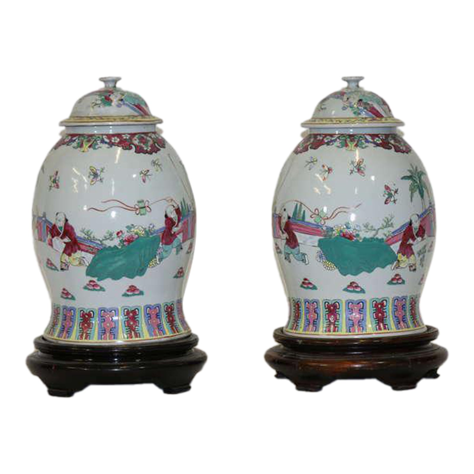 Large Impressive Chinese Baluster Jars with Covers, circa 1880 - a Pair ...