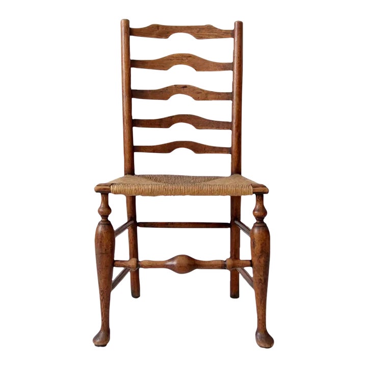 Antique Ladder Back Rush Seat Chair | Chairish