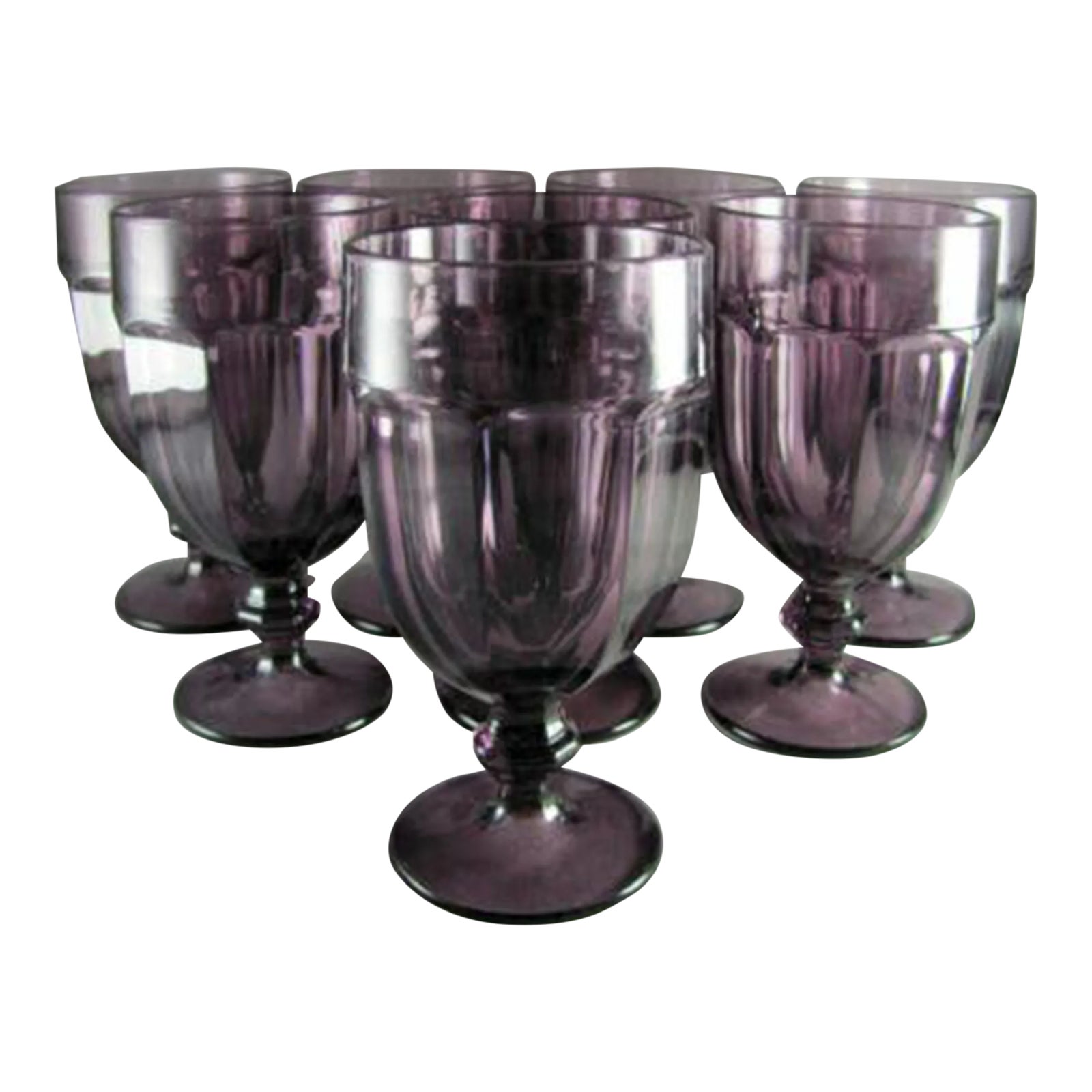 American Libbey Gibraltar Glass Goblets in Purple Violet Amethyst - Set ...