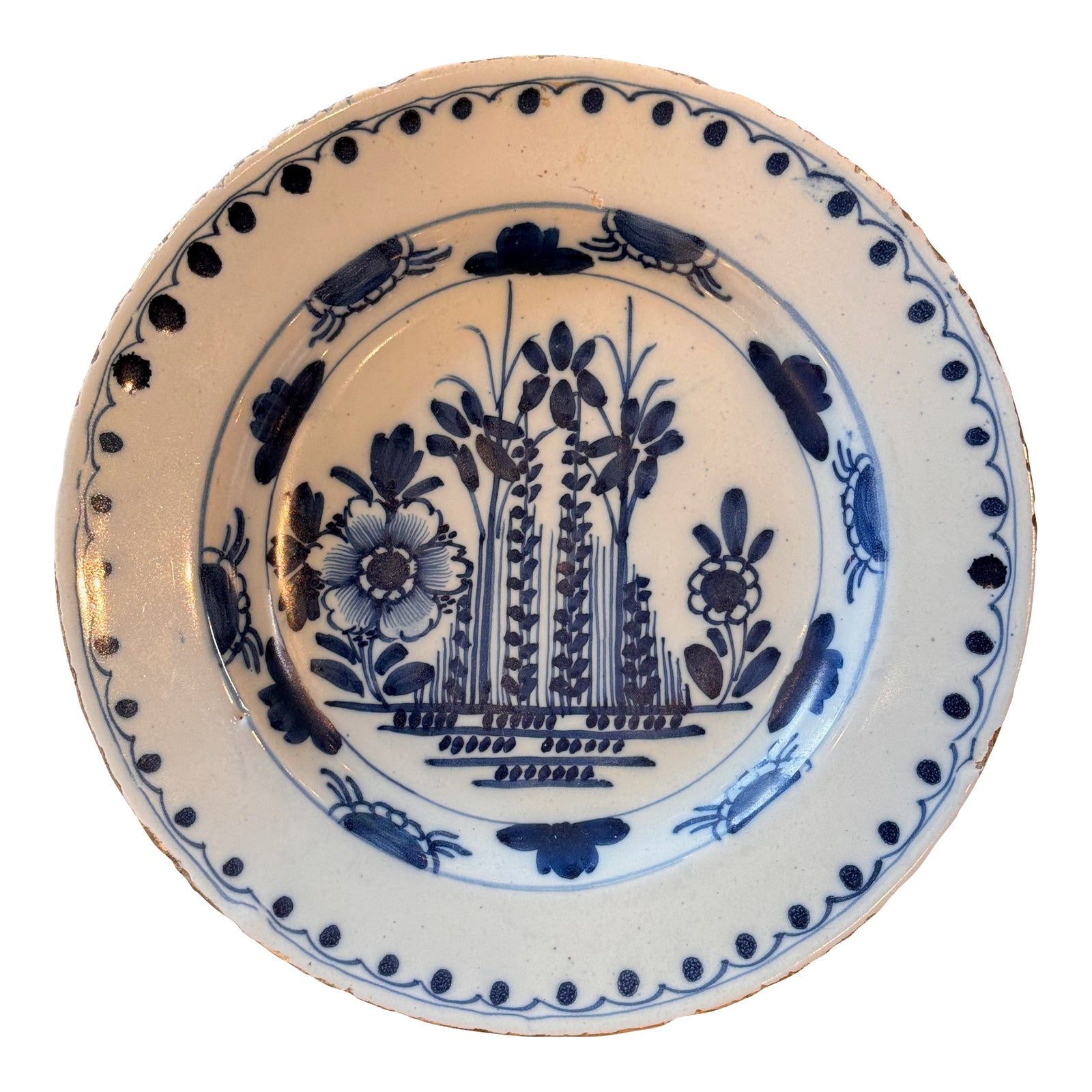 Early 19th Century Blue and White Delft Plate | Chairish