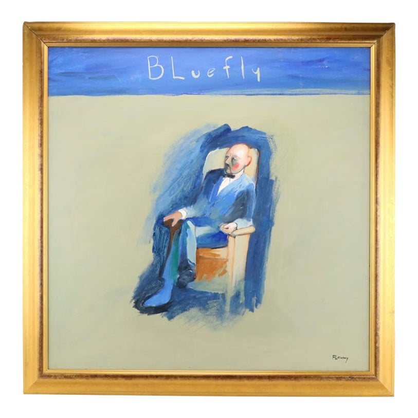 David Fleming "Bluefly" Original Acrylic Framed Painting Signed | Chairish