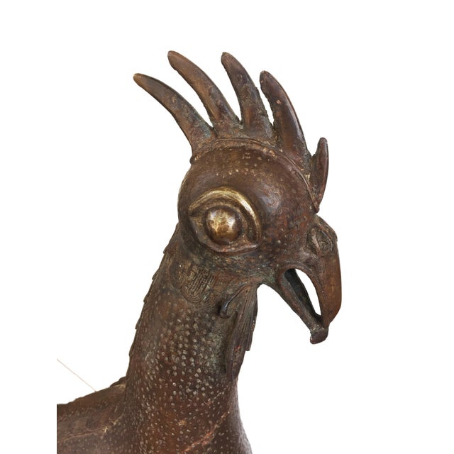 Large African Benin Bronze Rooster Nigerian | Chairish