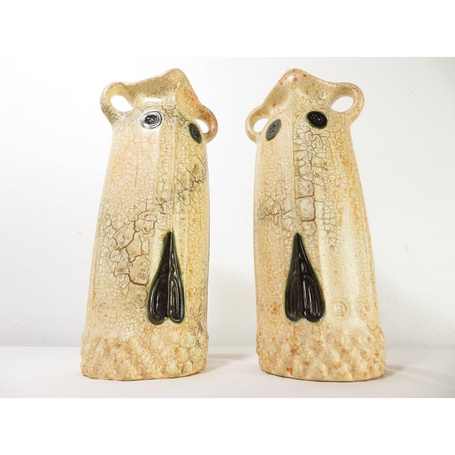 Rare Pair 1920's Art Nouveau Ditmar Urbach "Alienware" Pottery Vases ...